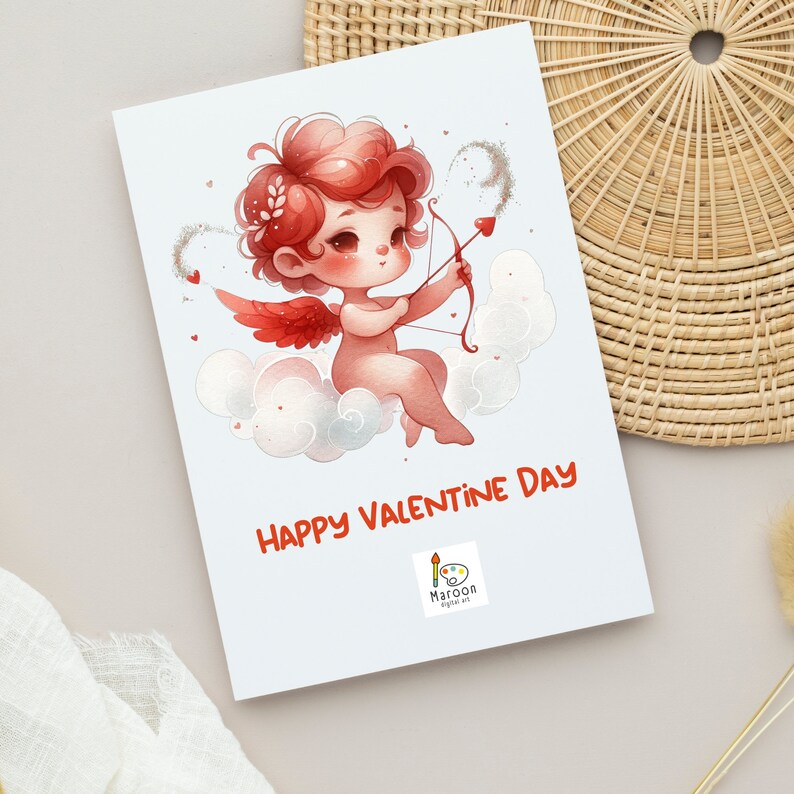 Watercolor Red Cupid Clipart, Romantic Valentine's Day, Clipart for ...