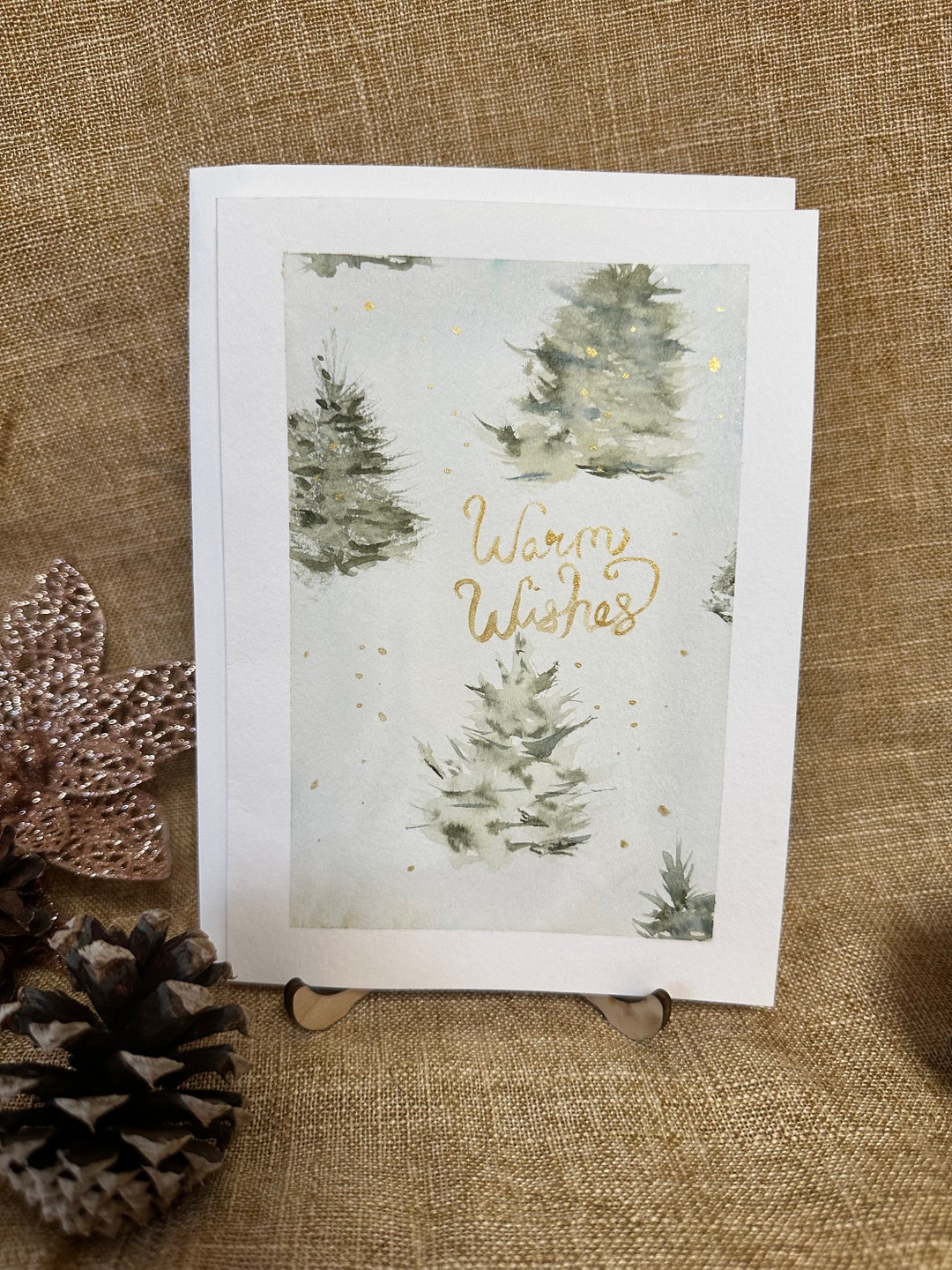 Handpainted Watercolor Christmas Card Tree 5x7 - Etsy