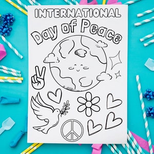 International Day of Peace Printable Coloring Sheet PDF Digital ...
