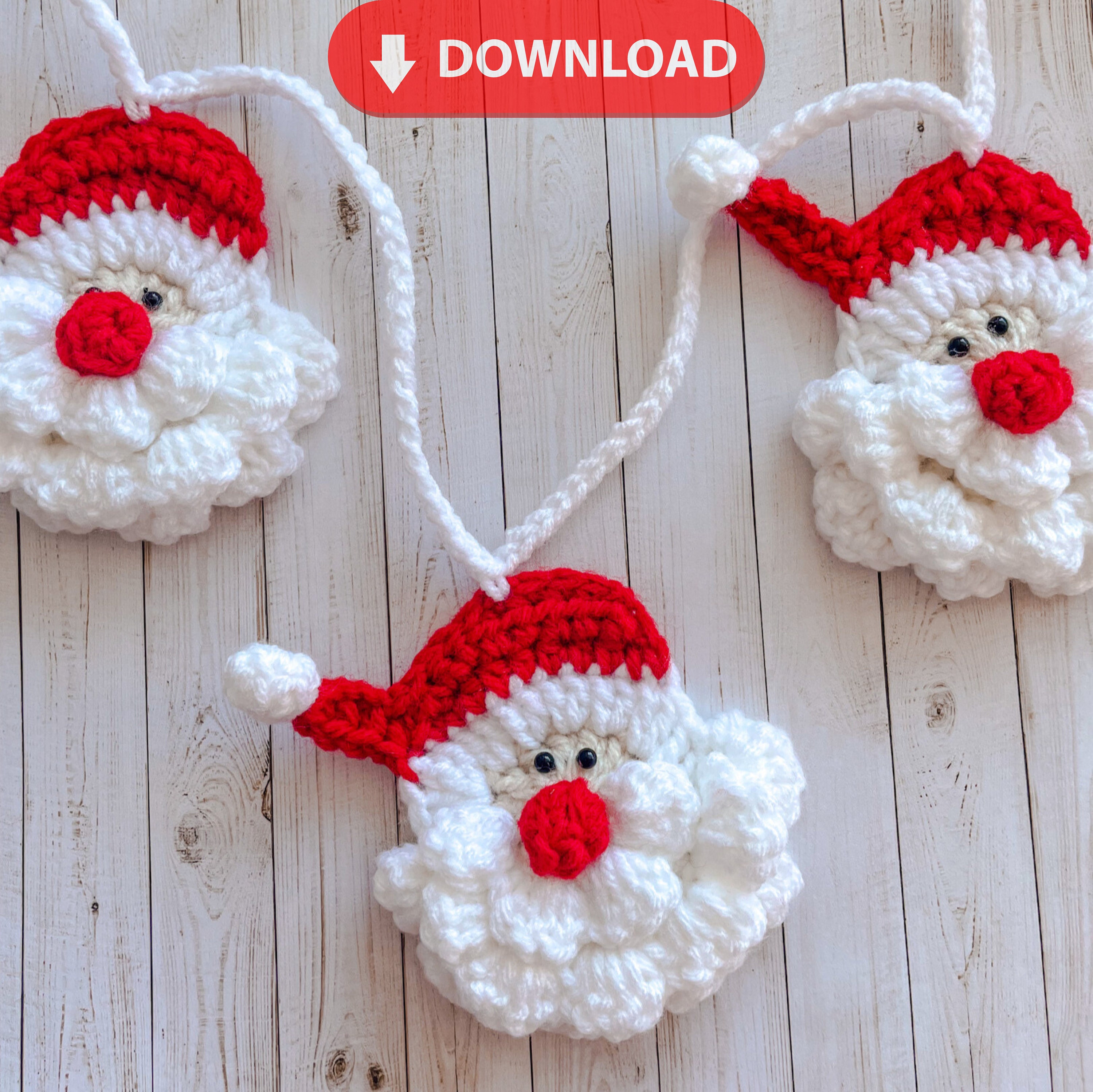 Santa Claus Crochet Garland Pattern DIGITAL PATTERN Christmas Tree ...