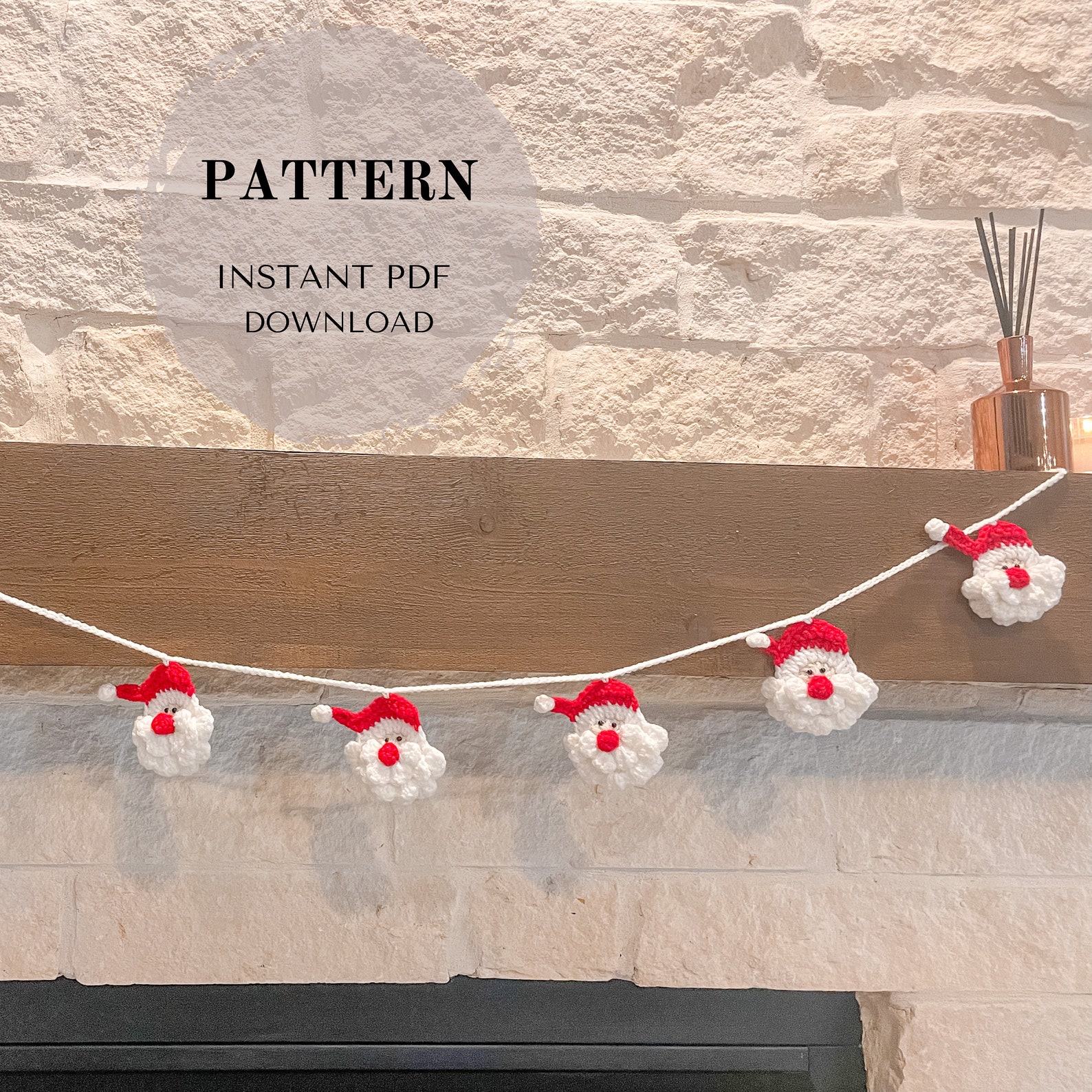 Santa Claus Crochet Garland Pattern - DIGITAL PATTERN - Christmas Tree ...