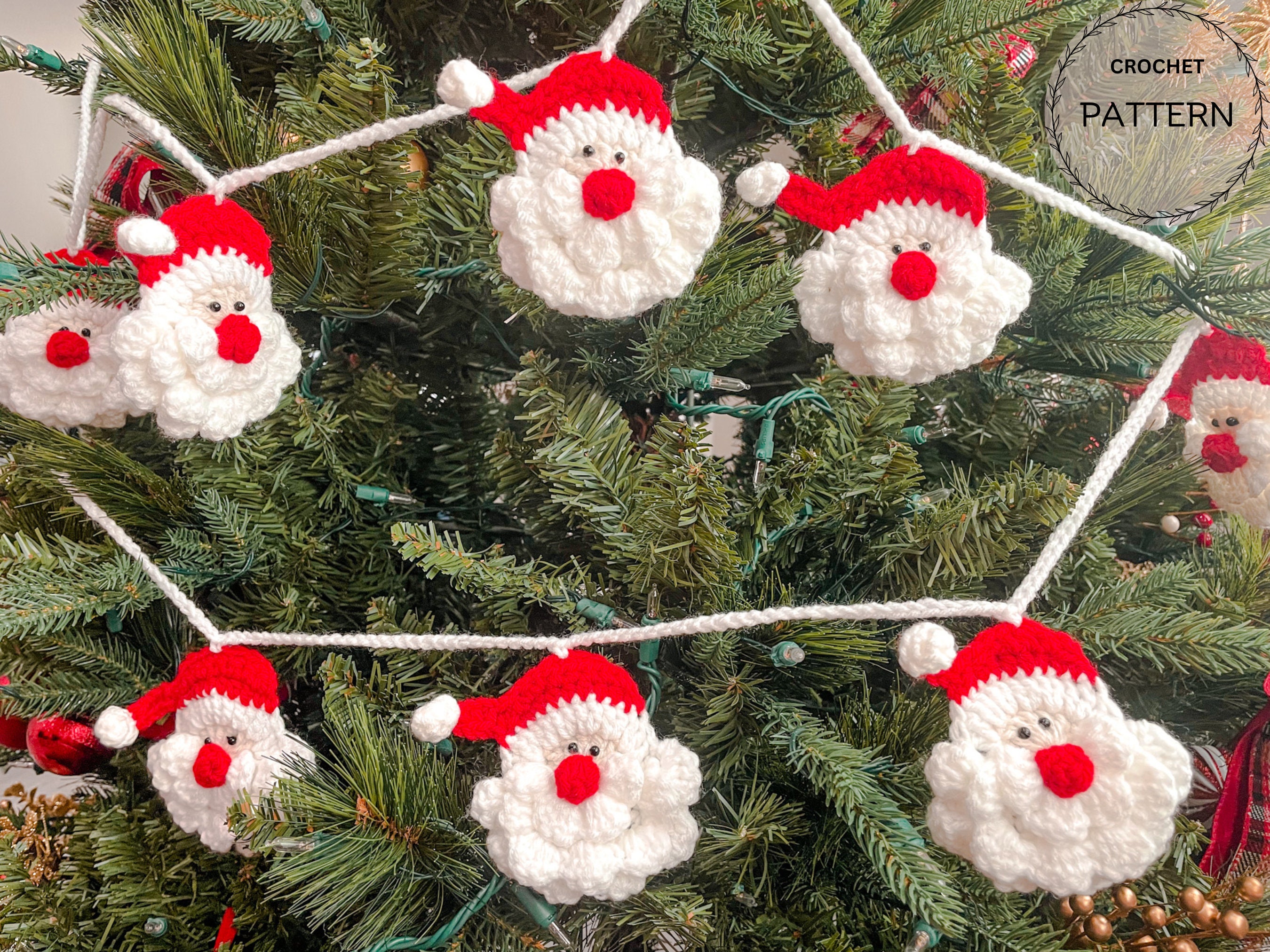 Santa Claus Crochet Garland Pattern - DIGITAL PATTERN - Christmas Tree ...