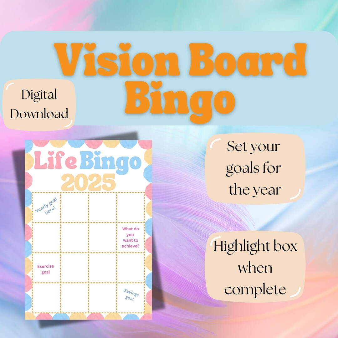 Vision Board Bingo | Goals Bingo | Life Bingo - Etsy