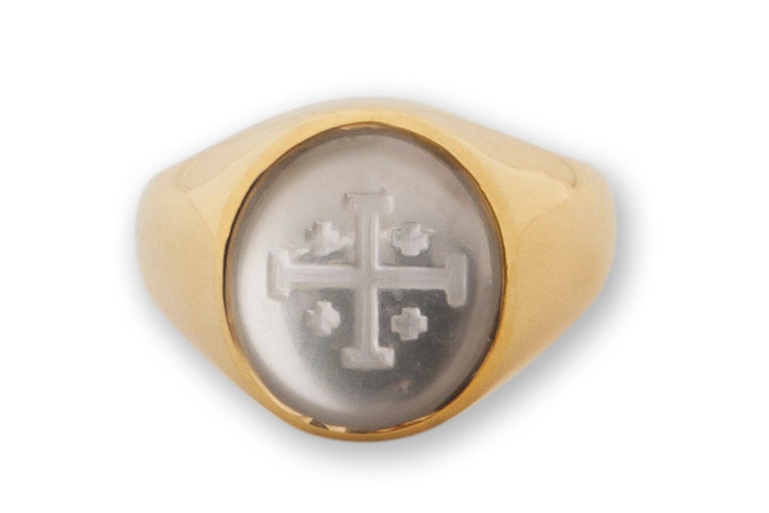 Jerusalem Cross Ring Crystal Gold Plated Sterling Silver 925 - Etsy