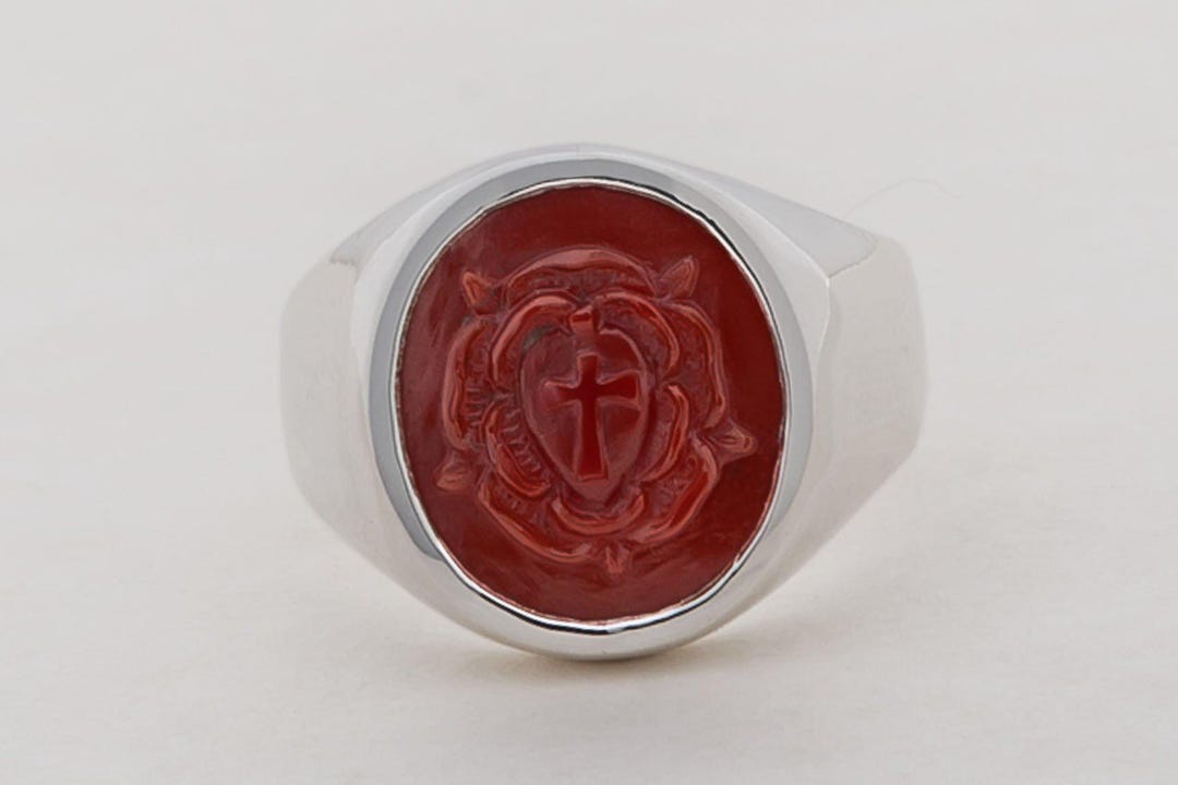 Rosicrucian Ring Red Agate Hand Sculpted Sterling Silver 925 - Etsy