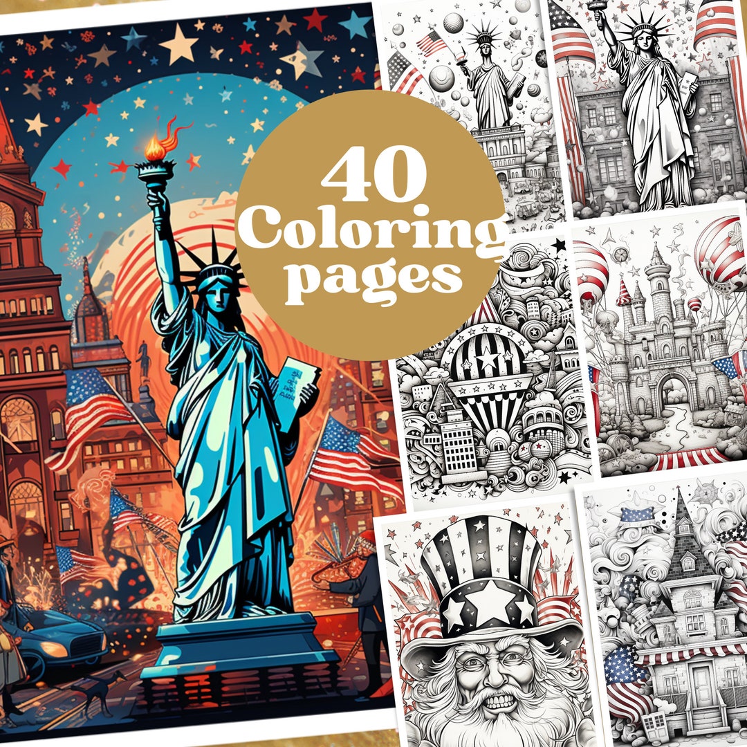 Patriotic Memorial Day Coloring Pages 4th of July Print on Demand A4 ...