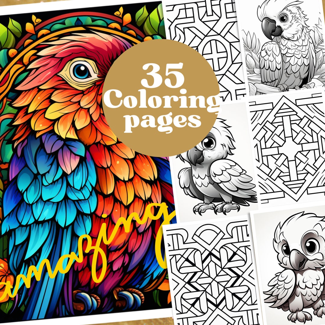 Parrot Mandala Coloring Book Print on Demand A4 Size Parrot Coloring ...