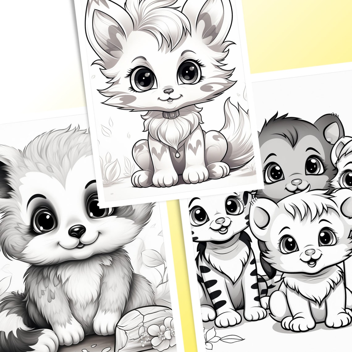 Animals Kawaii, Coloring Pages, Animals Greyscale Pages, Kawaii Village ...