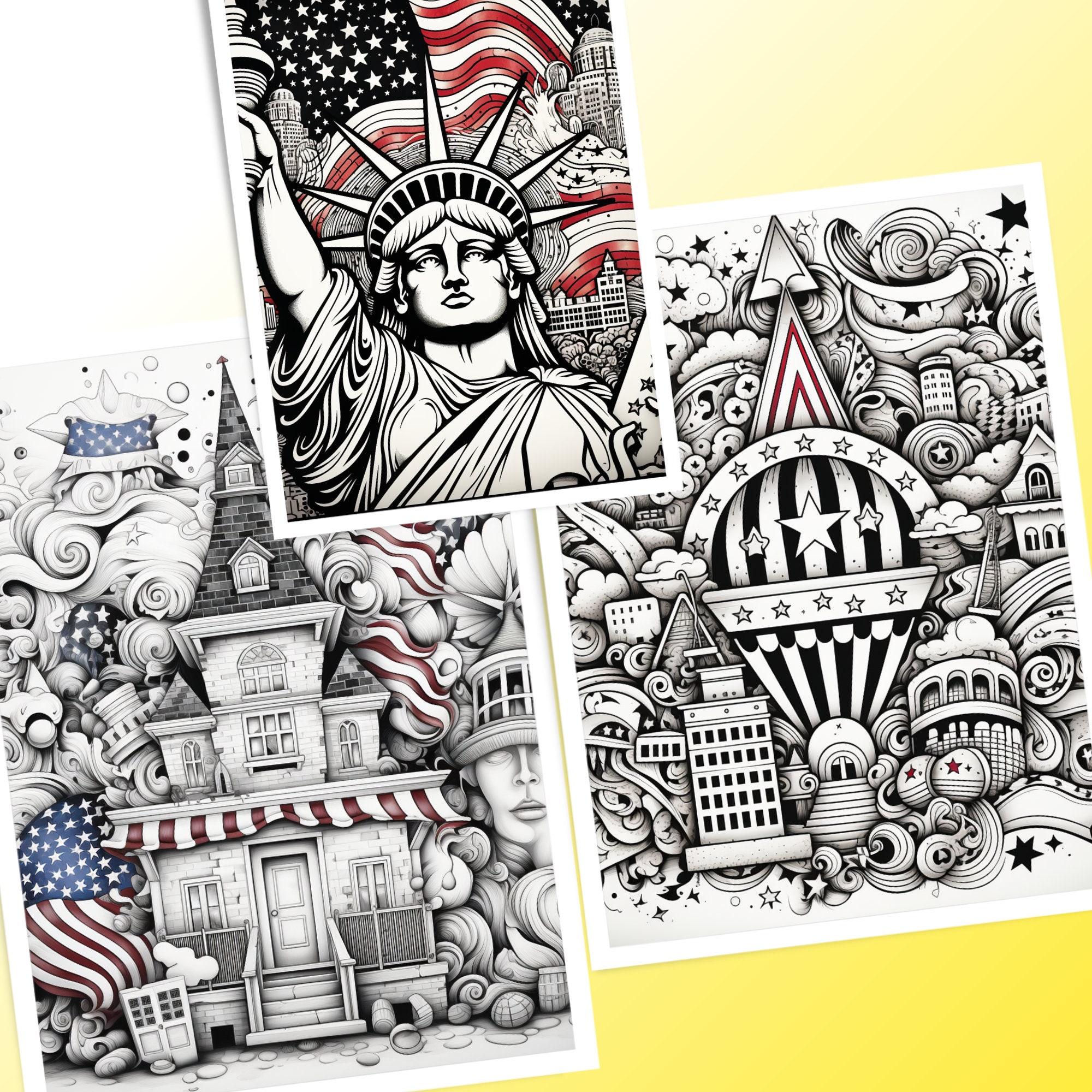 Patriotic Memorial Day Coloring Pages 4th of July Print on Demand A4 ...