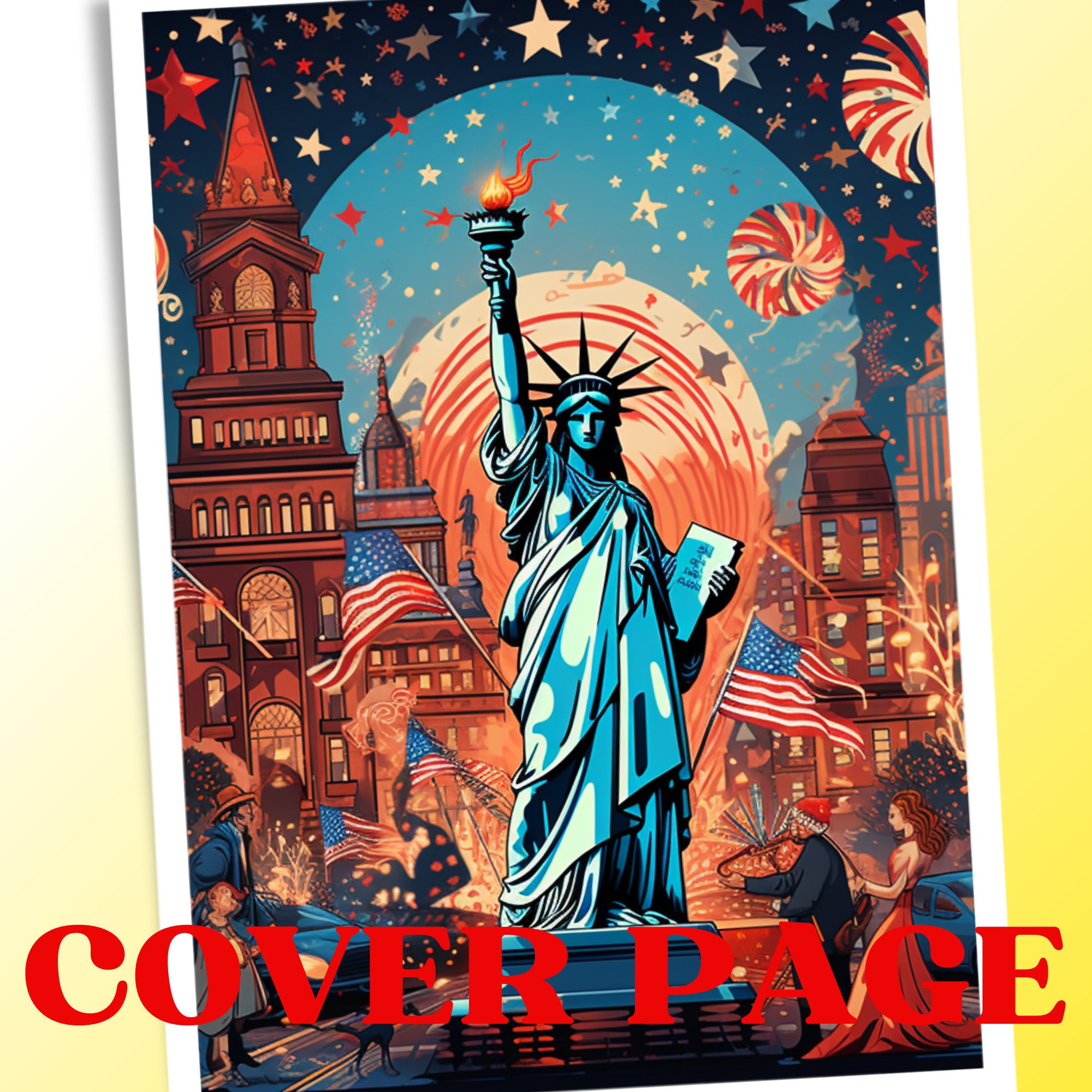 Patriotic Memorial Day Coloring Pages 4th of July Print on Demand A4 ...