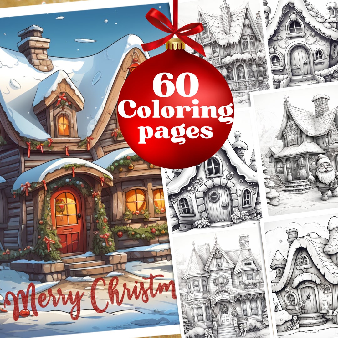 Christmas Activity Coloring A4 Size Christmas Village Santa Claus for ...