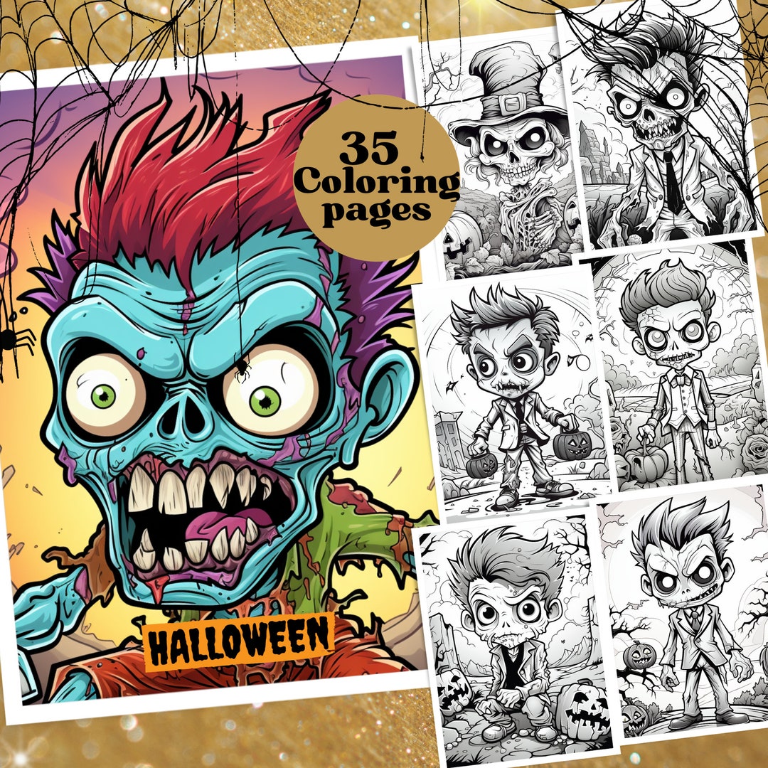 Halloween Spooky Coloring Page Printable Bundle of Gothic and - Etsy
