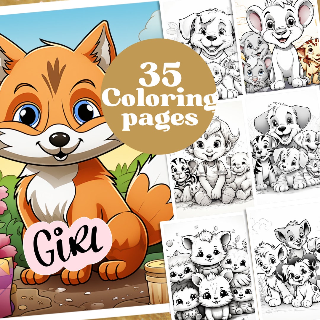 Animals Coloring Pages Magic Animals for Kids Fantasy Diy Print on ...