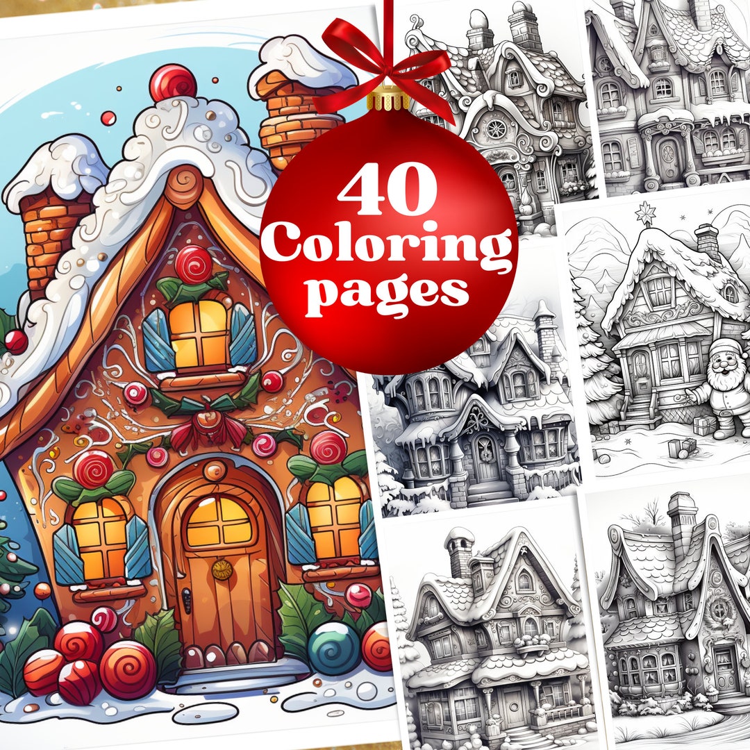 Christmas Gingerbread House Coloring Book Christmas Activity for Adults ...