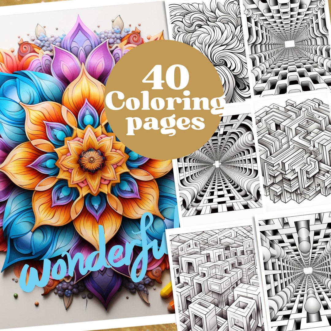 3D Coloring Pages Relaxing Coloring 3D Book Art Mandala - Etsy