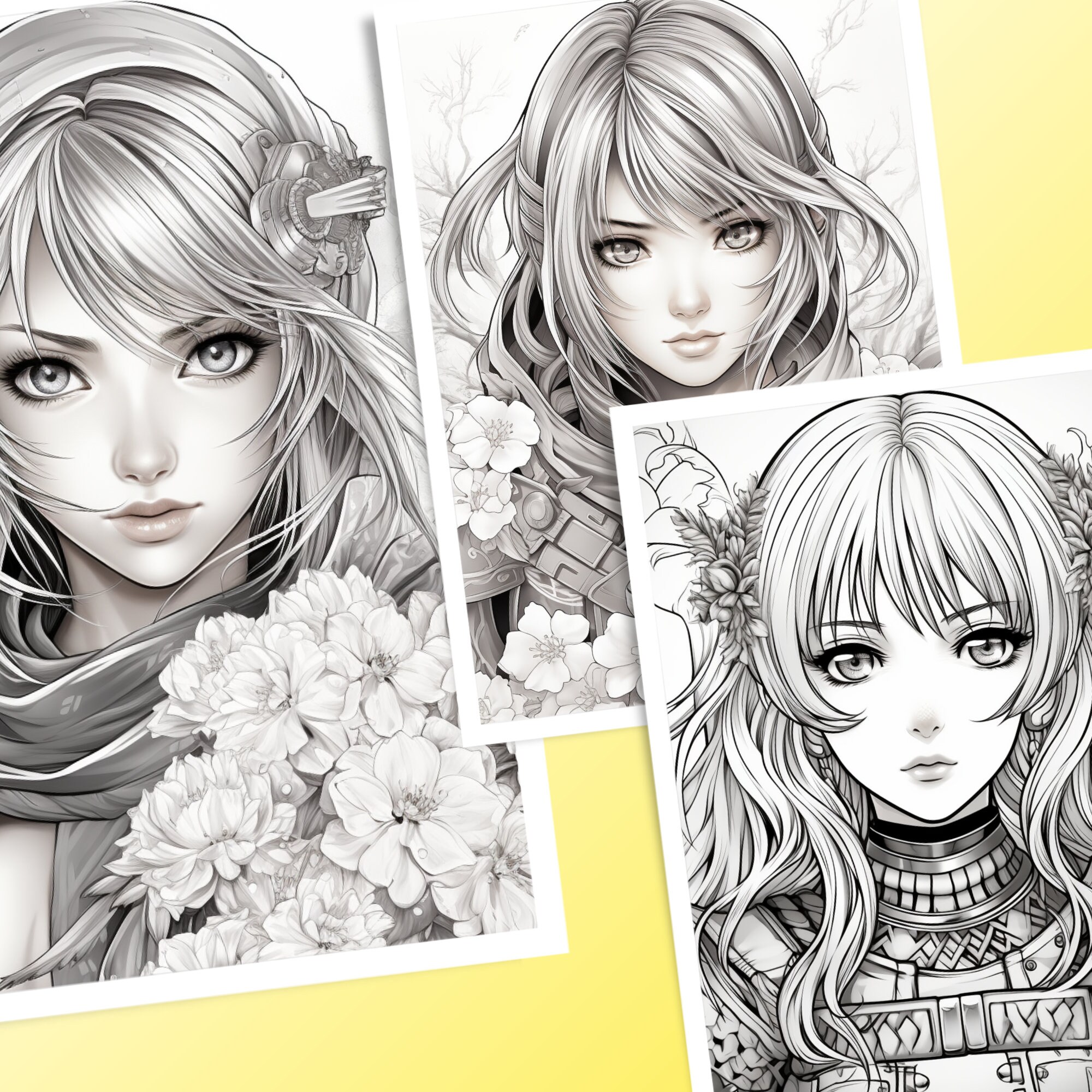 Anime Girls Coloring Book Anime Style Cute Manga Fantasy Anime - Etsy