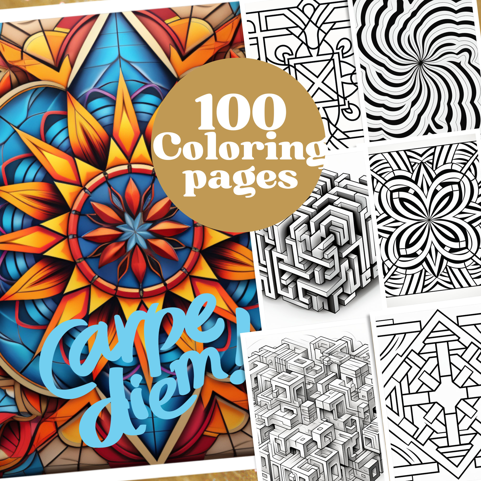 Print on Demand A4 Size Mandala Coloring Pages Relaxing Stress Relief ...