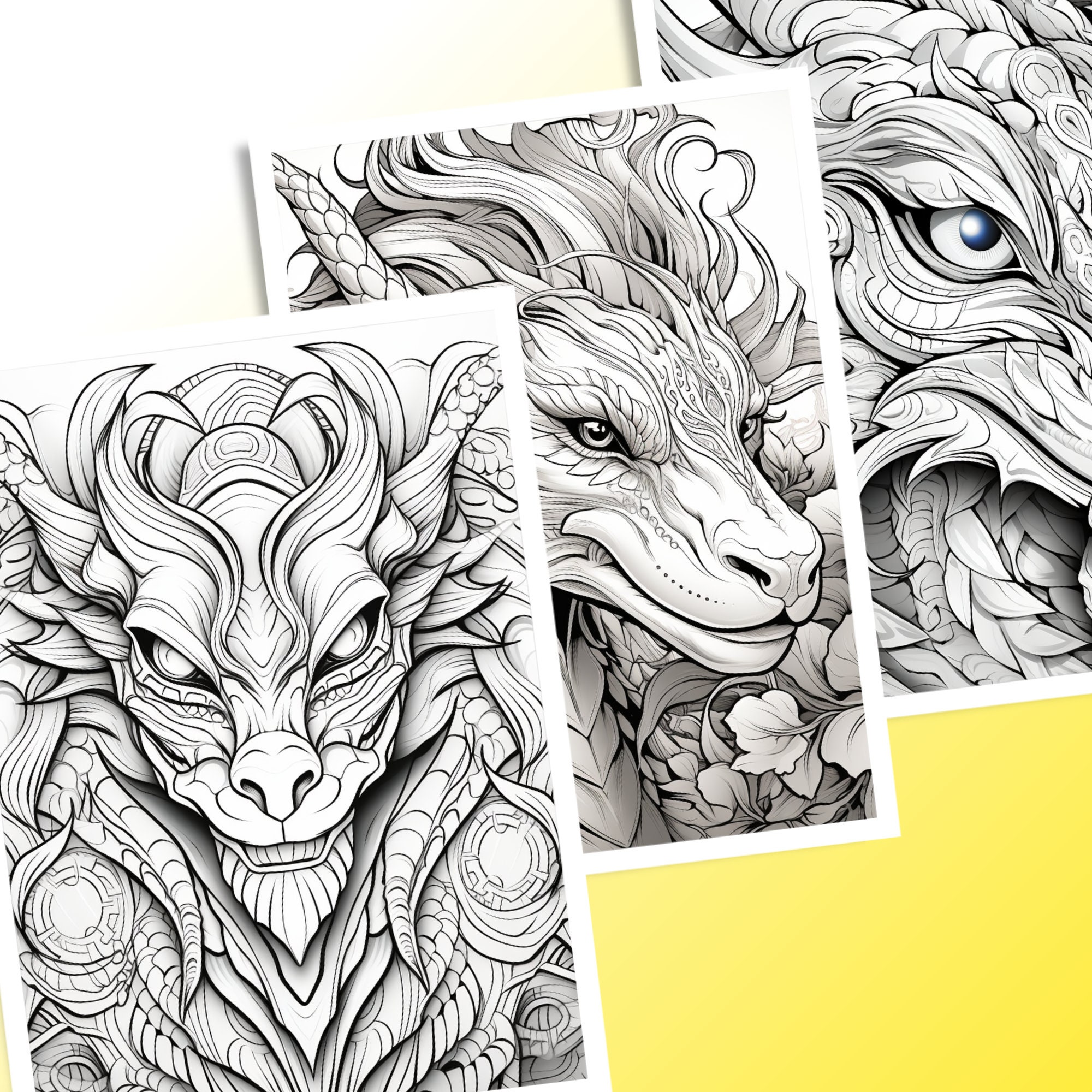 Flower Dragon Fantasy Coloring Book Print on Demand Printable Coloring ...