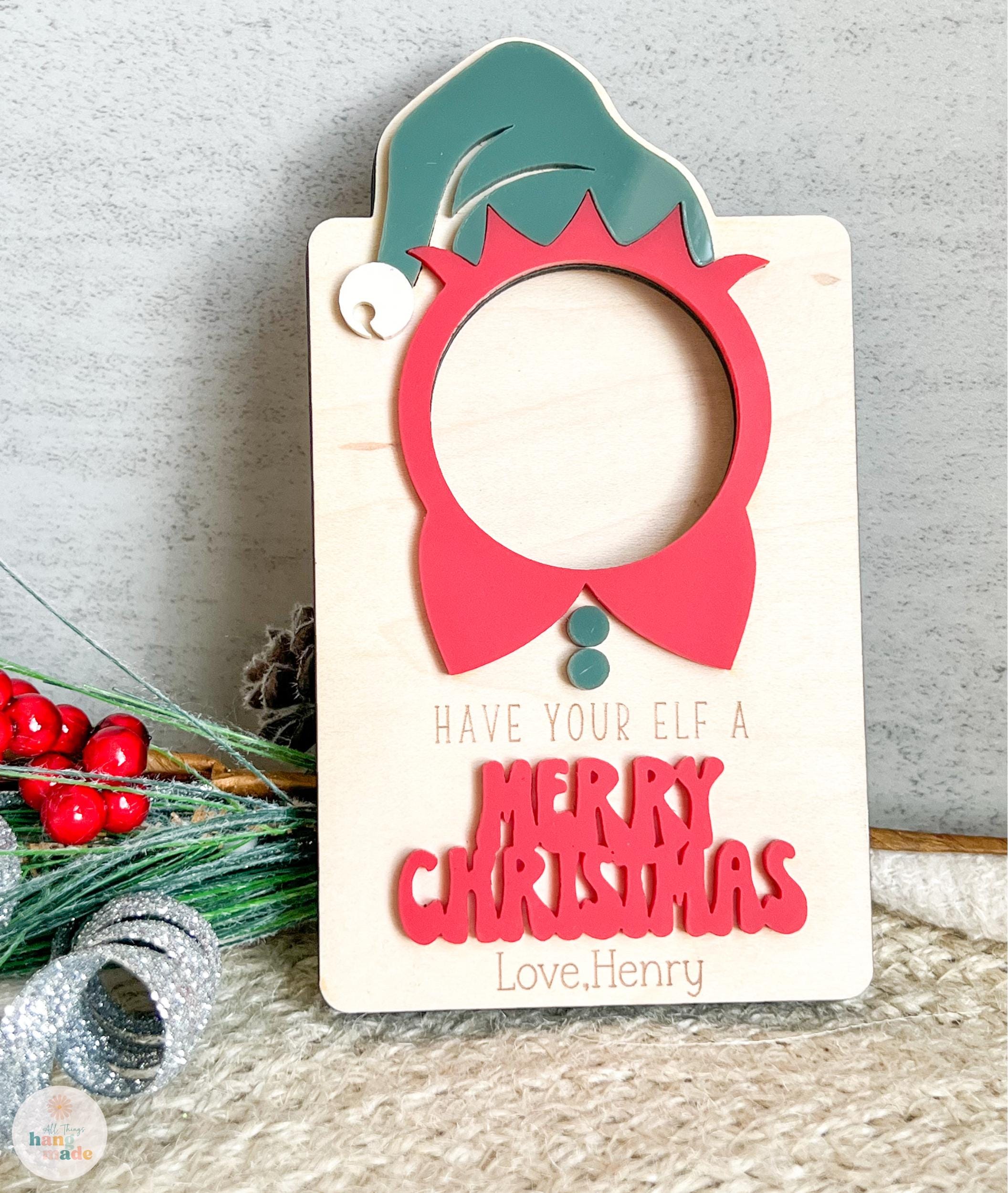 Personalized Christmas Photo Fridge Magnet, Xmas Elf Photo Magnet Frame ...