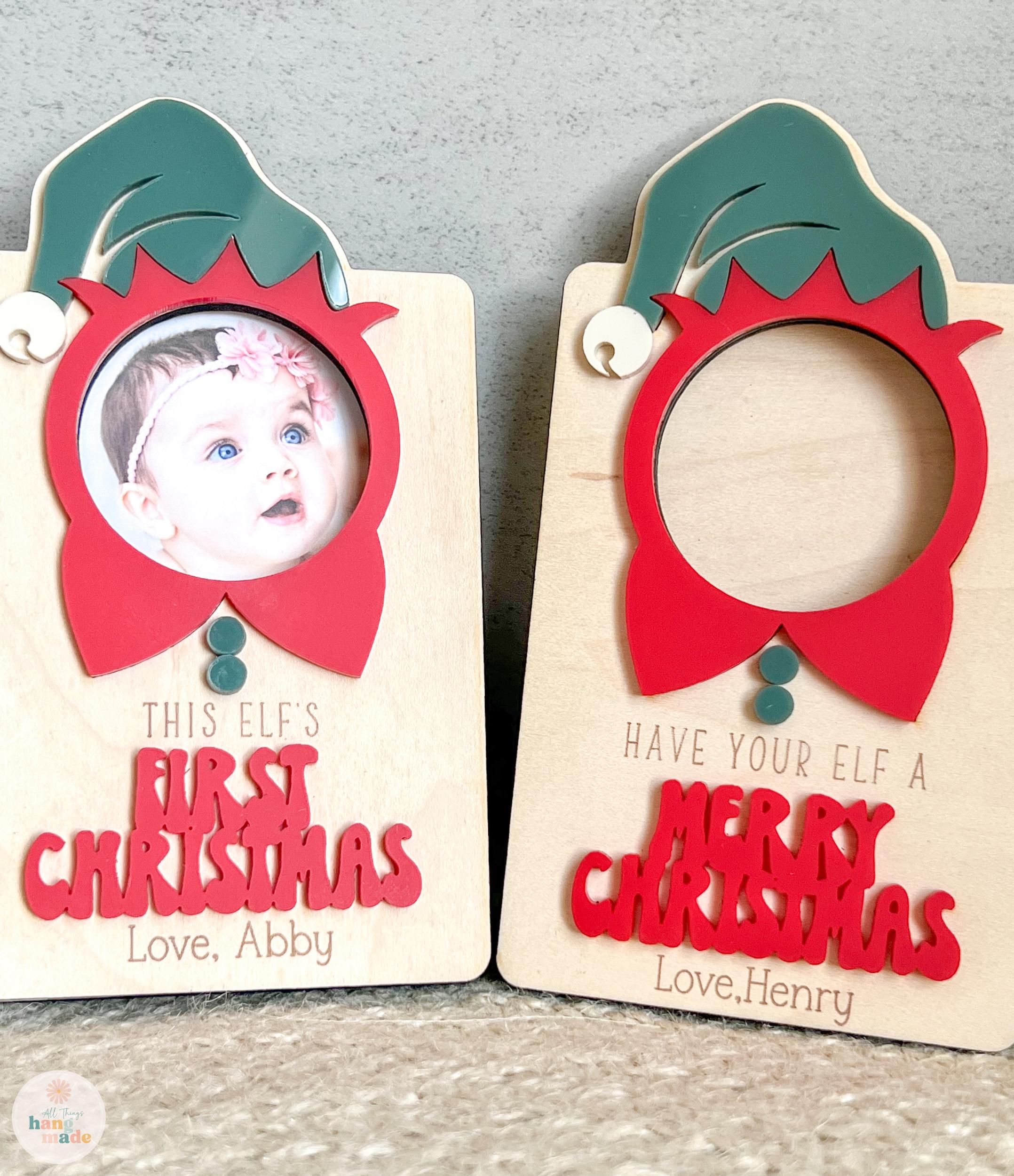 Personalized Christmas Photo Fridge Magnet, Xmas Elf Photo Magnet Frame ...