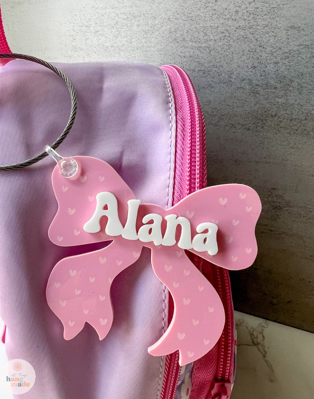 Acrylic Bag Tag Keychain for Her, Girls 3D Backpack Tag for Kids, Pink ...