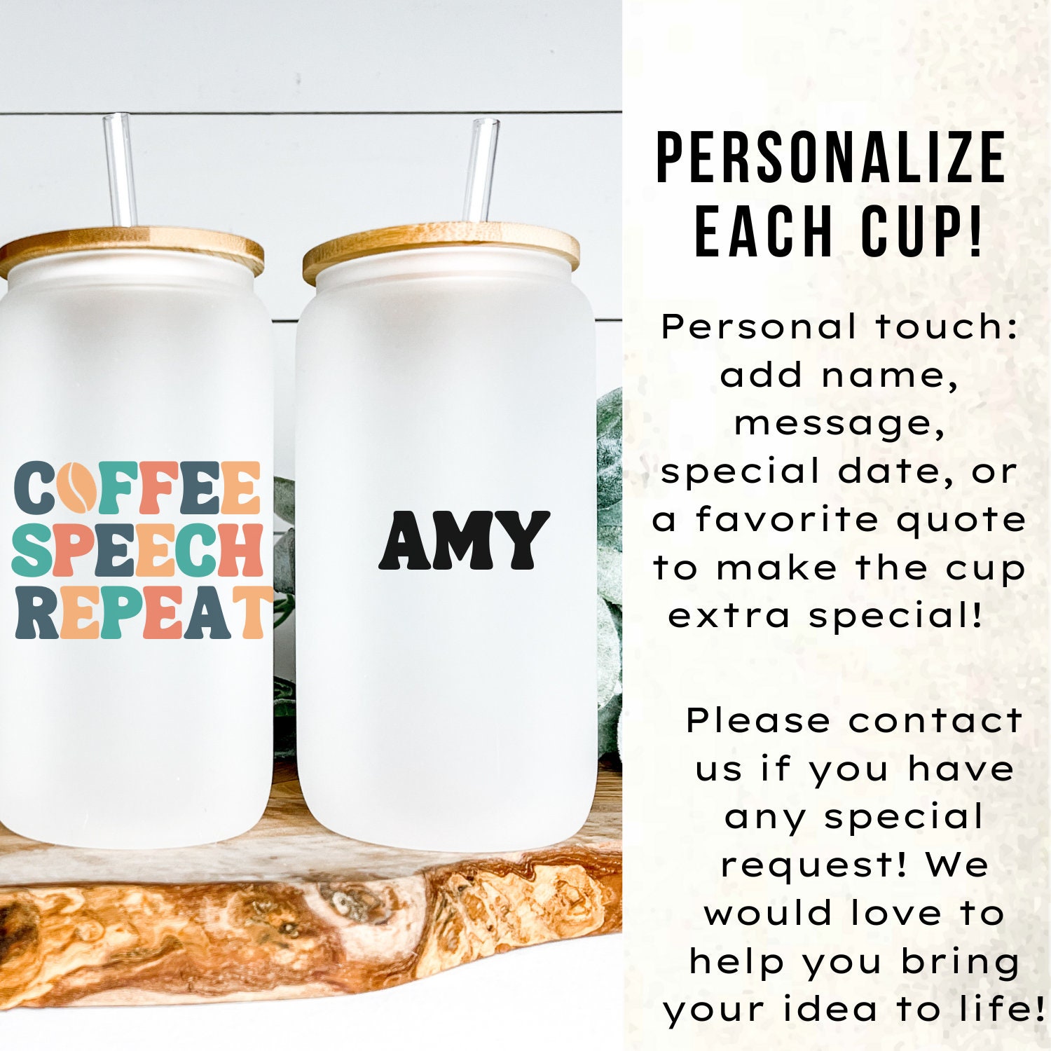 Personalized Ice Coffee Cup for Speech Therapist Custom SLP Glass Ice ...