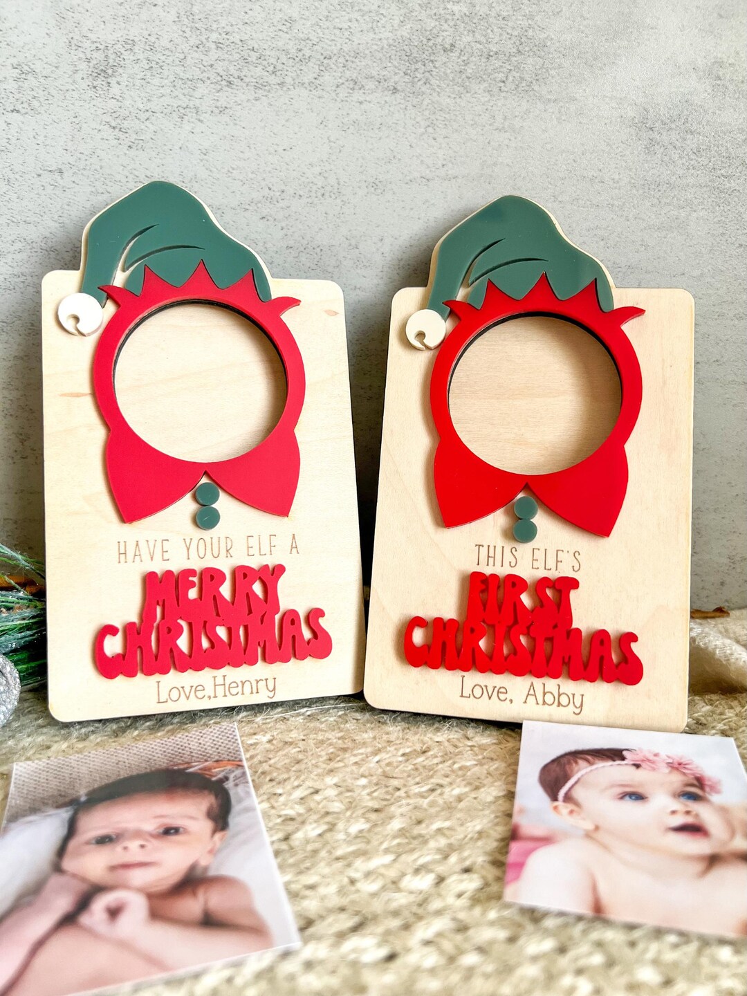Personalized Christmas Photo Fridge Magnet, Xmas Elf Photo Magnet Frame ...