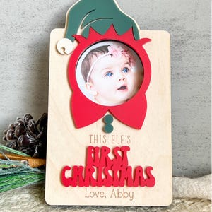 Personalized Christmas Photo Fridge Magnet, Xmas Elf Photo Magnet Frame ...
