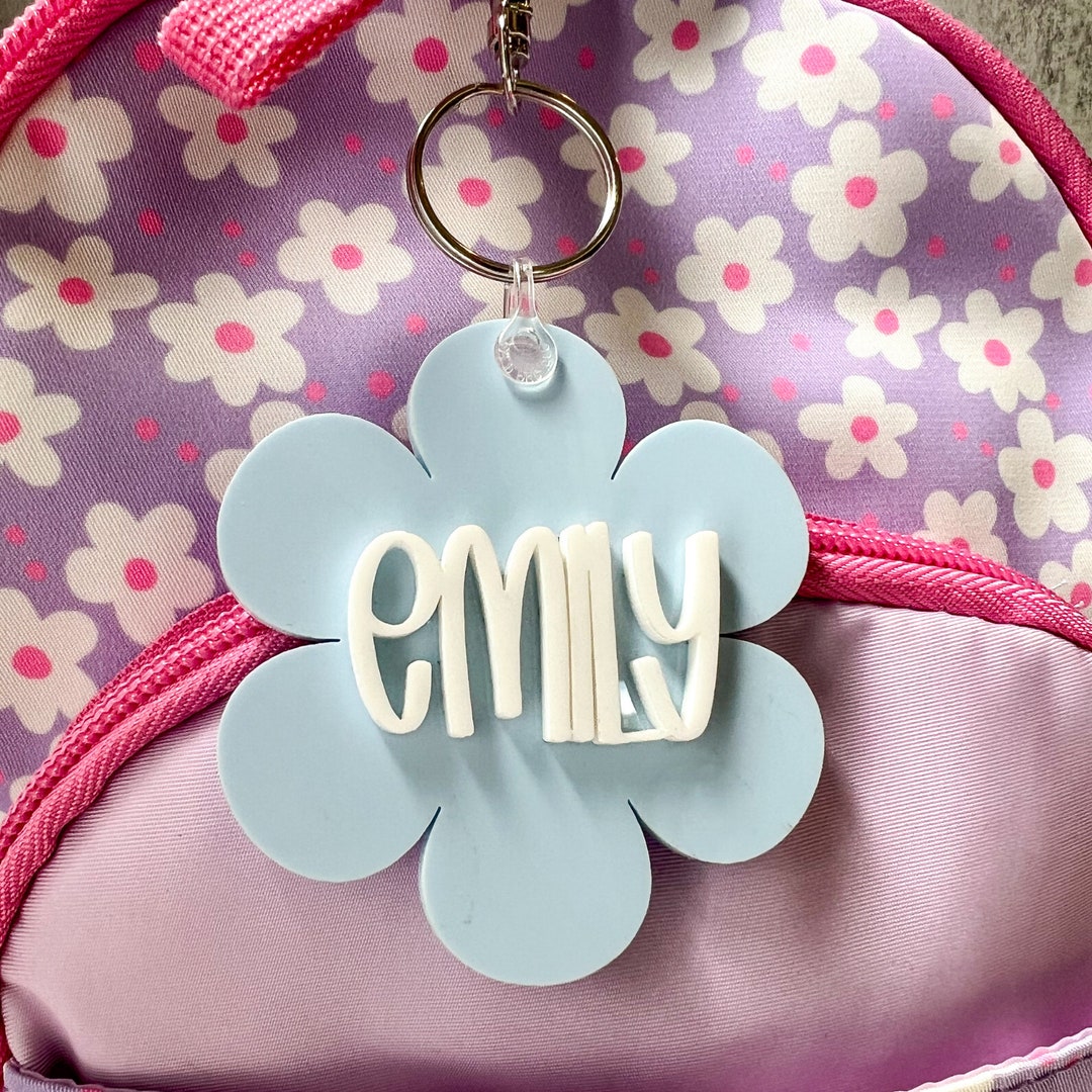 Acrylic Bag Tag Keychain for Her, Girls 3D Backpack Tag for Kids, Daisy ...
