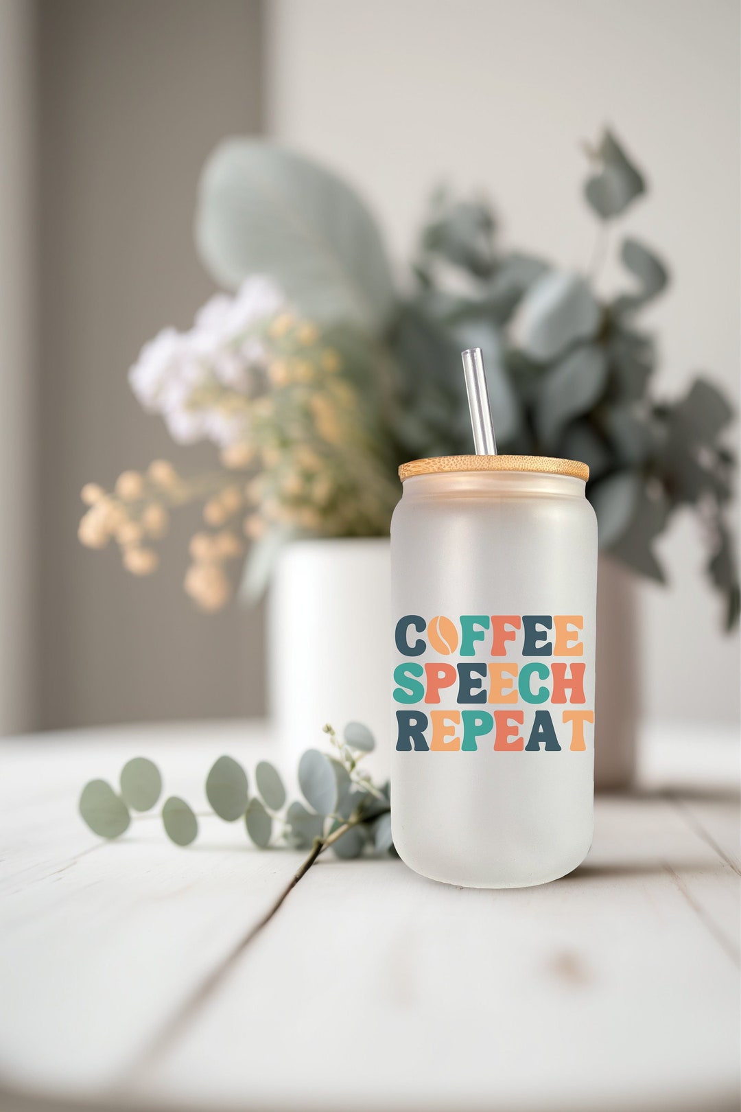 Personalized Ice Coffee Cup for Speech Therapist Custom SLP Glass Ice ...