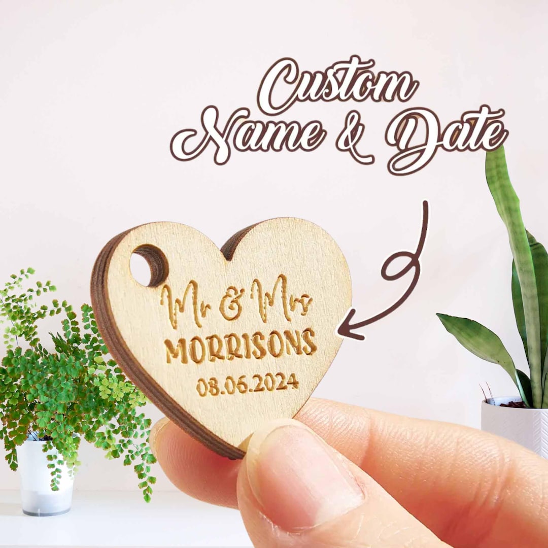 Personalized Wooden Heart Tags, Custom Heart Tag, Name Heart Tags ...