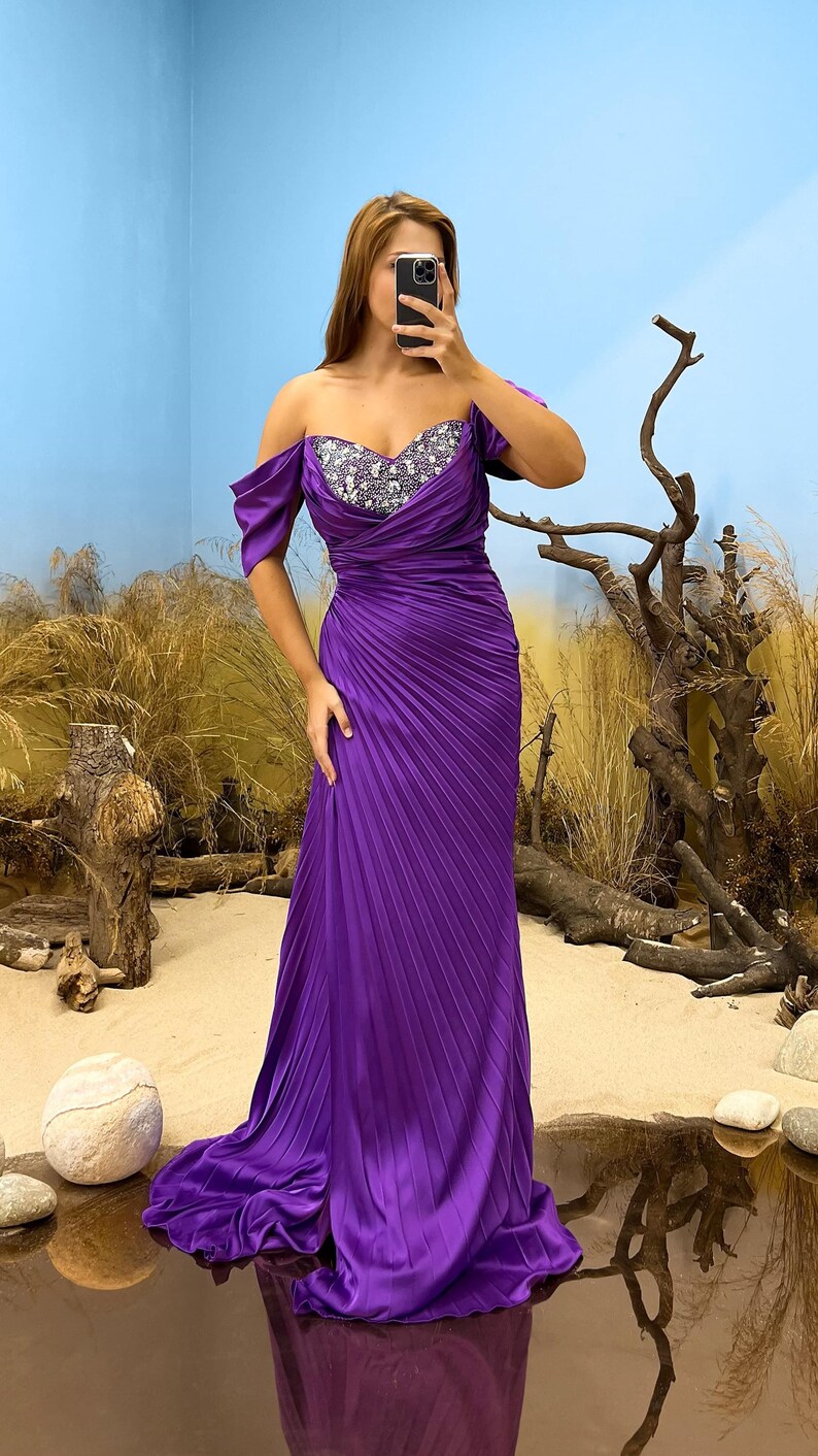 Chest Detail Draped Plus Size Evening Dress, - Etsy