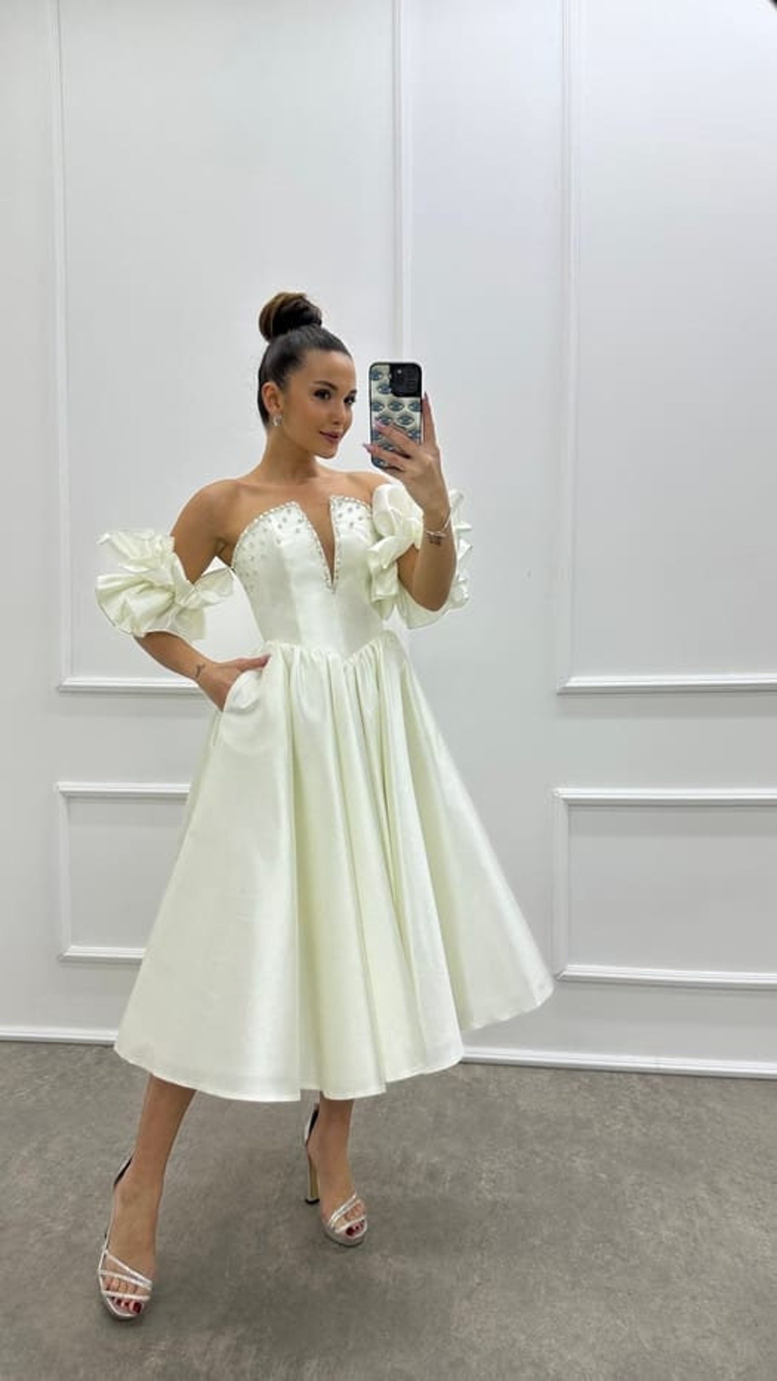 Strapless Chest Jeweled Sleeve Detail Design Dress,21620 - Etsy