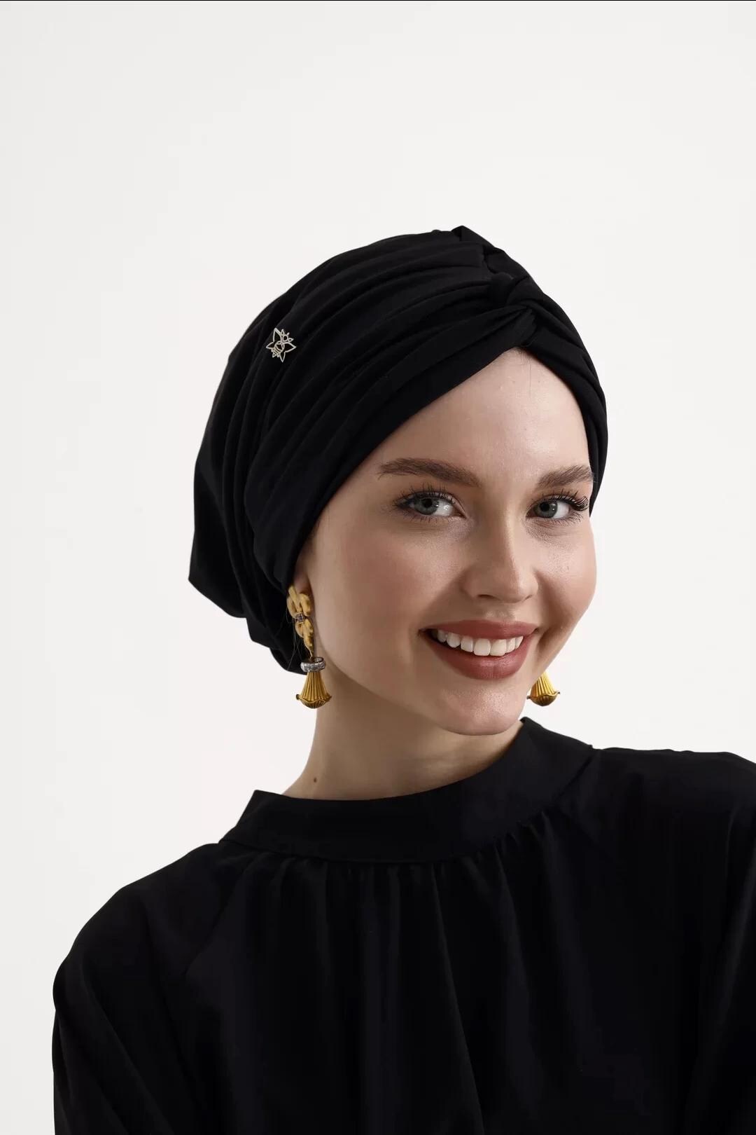Black Twisted Turban Handmade Bonnet for Women With Cotton Lining and ...