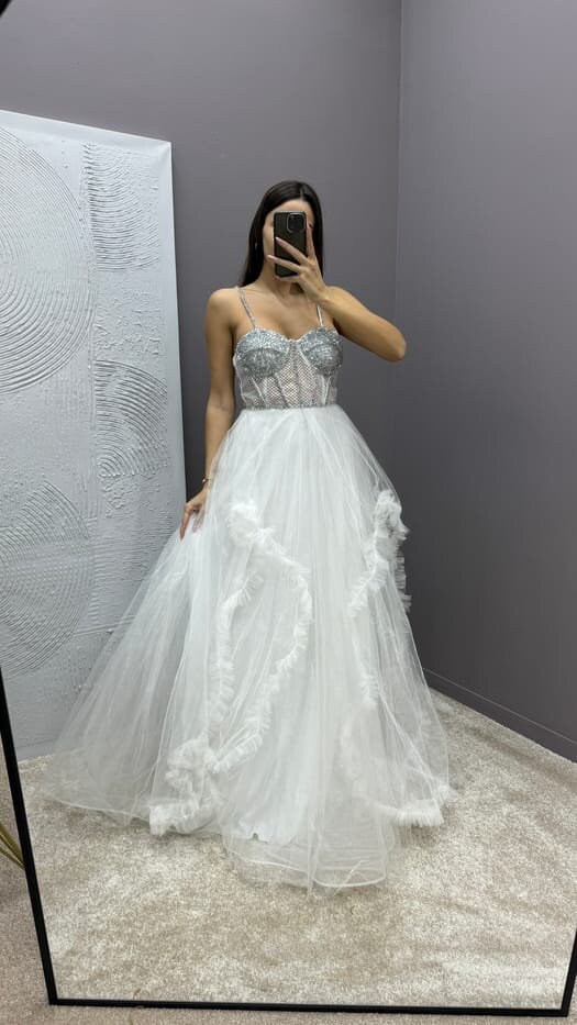 Rope Strap Transparent Detail Design Tulle Evening Dress,27493 - Etsy