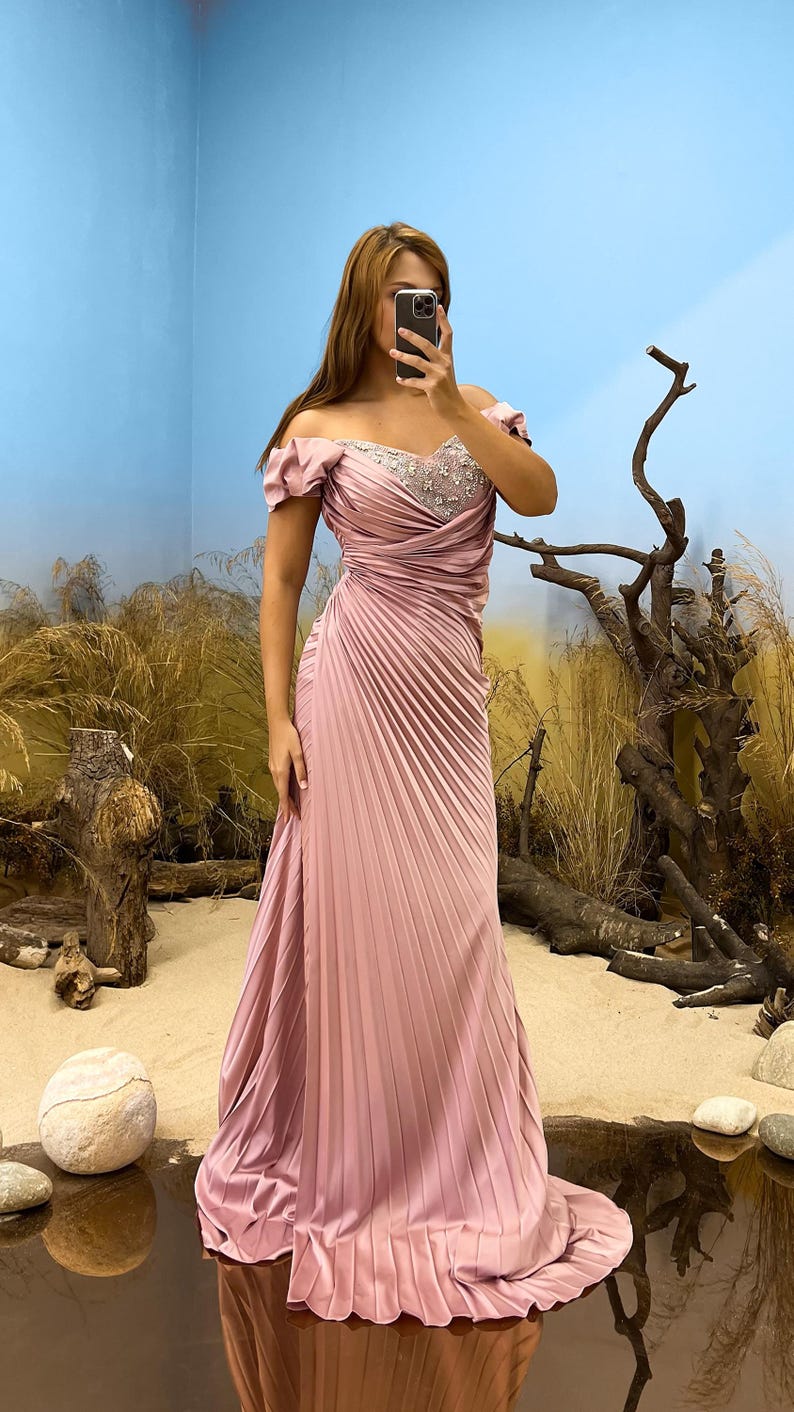 Chest Detail Draped Plus Size Evening Dress, - Etsy
