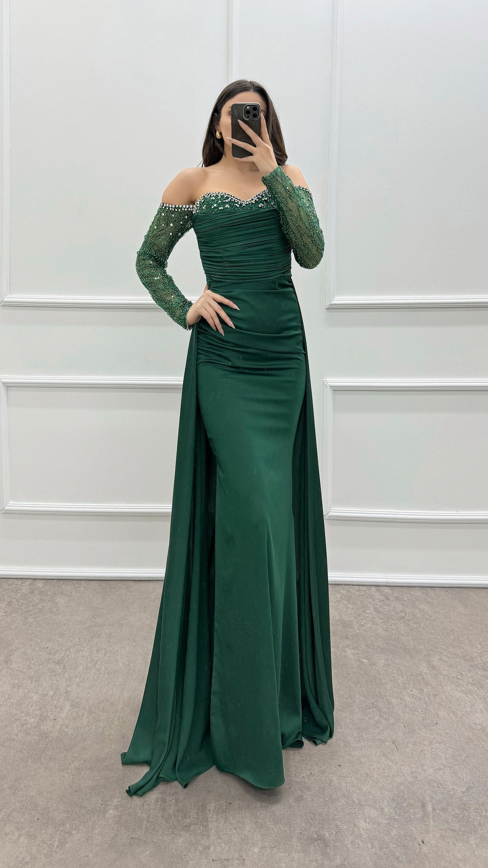 Strapless Chest Pleated Jewel Design Dress,28804 - Etsy