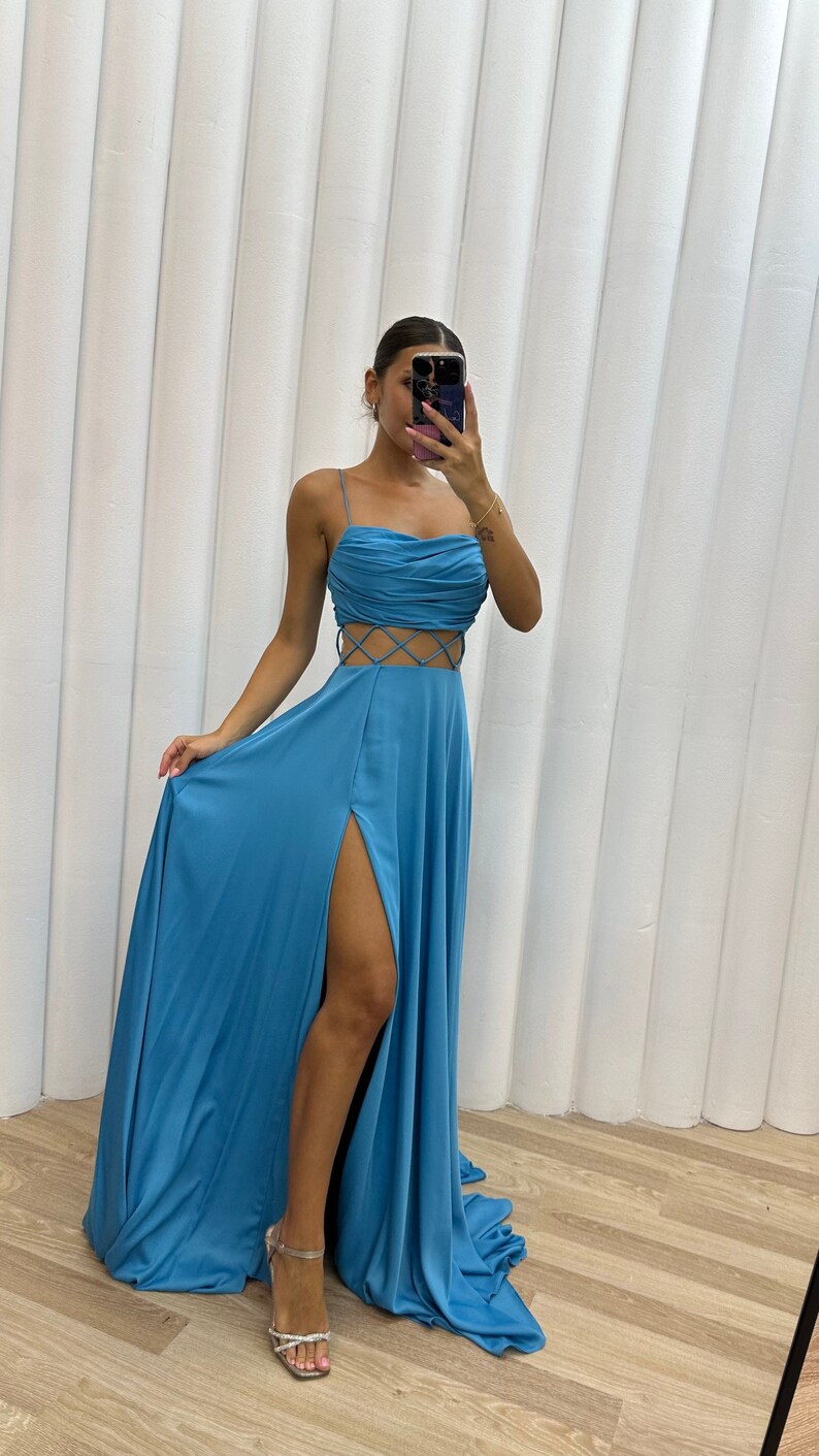 Rope Strap Bust Transparent Detail Evening Dress,15082 - Etsy