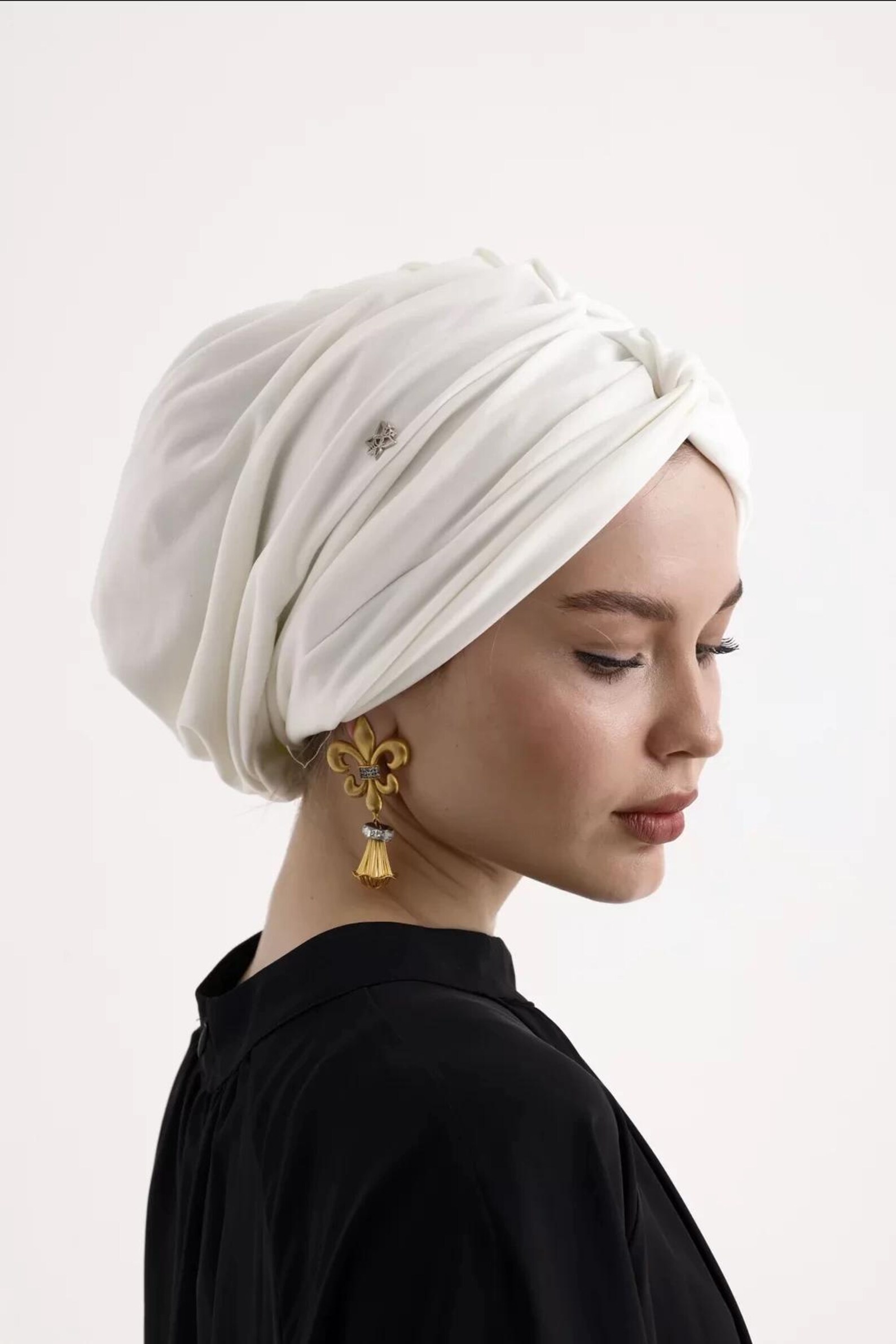 White Twisted Turban Bonnet for Women With Soft Cotton Lining and ...