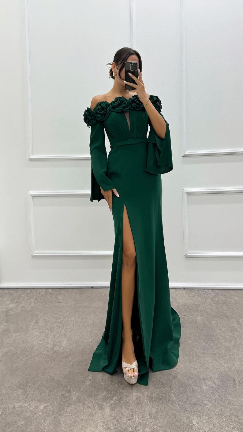 Rose Detail Design Evening Dress on the Chest,30219 - Etsy