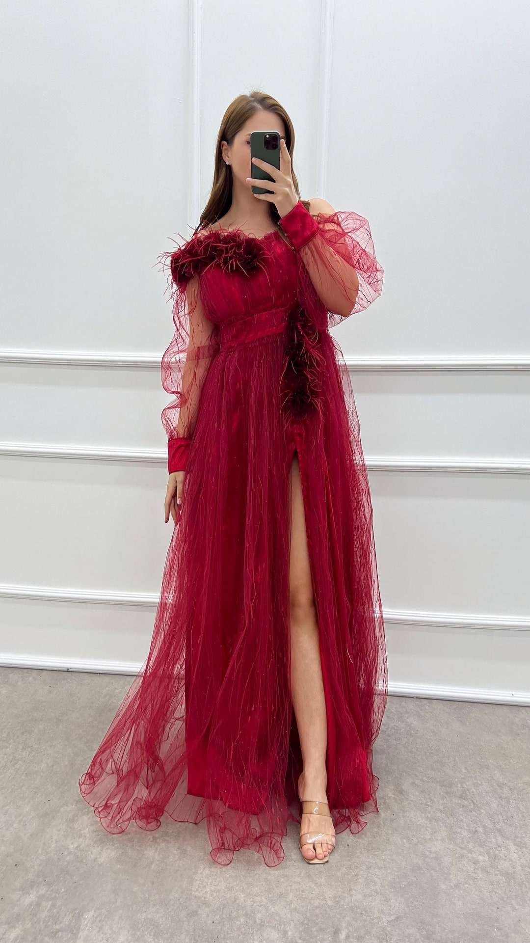 Chest and Waist Feather Detail Plus Size Design Dress,28290 - Etsy