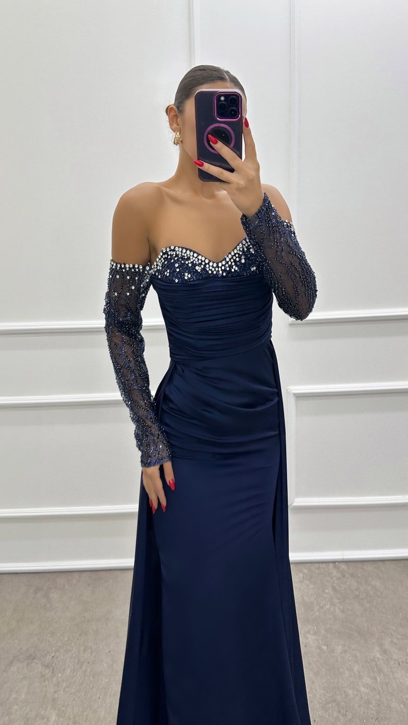 Strapless Chest Pleated Jewel Design Dress,28804 - Etsy