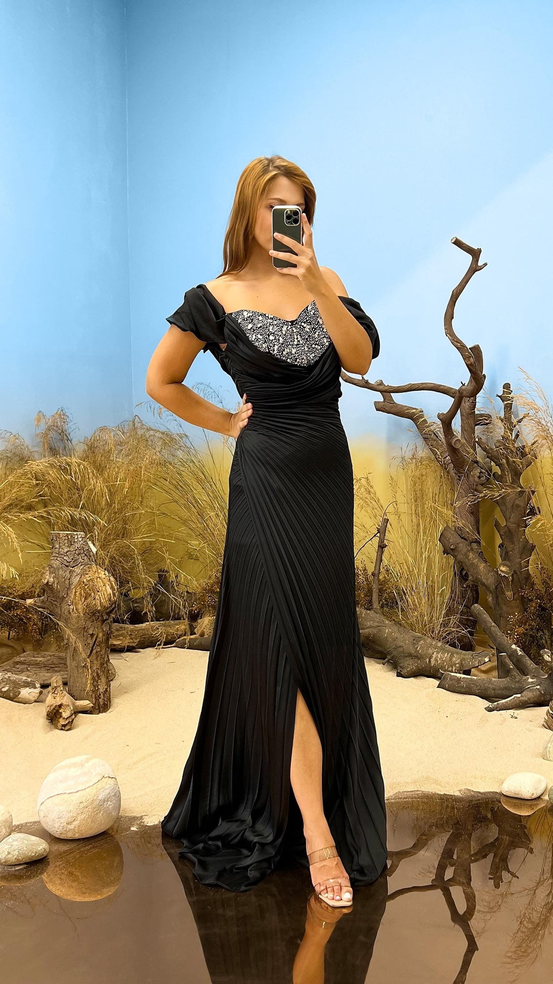 Chest Detail Draped Plus Size Evening Dress, - Etsy