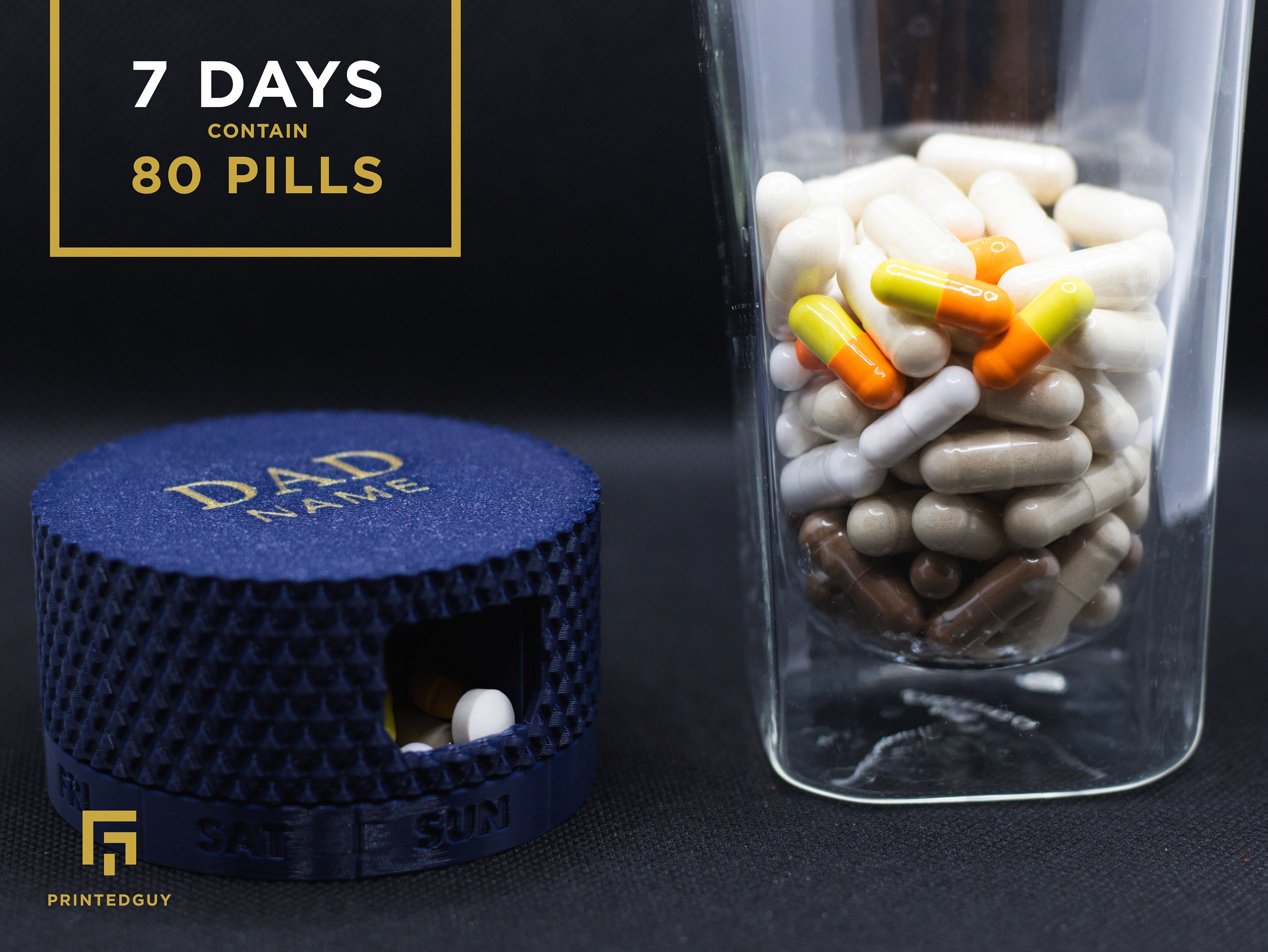 Fathers Personalised Gift Pill Box, Premium 7 Days Organizer, Present ...