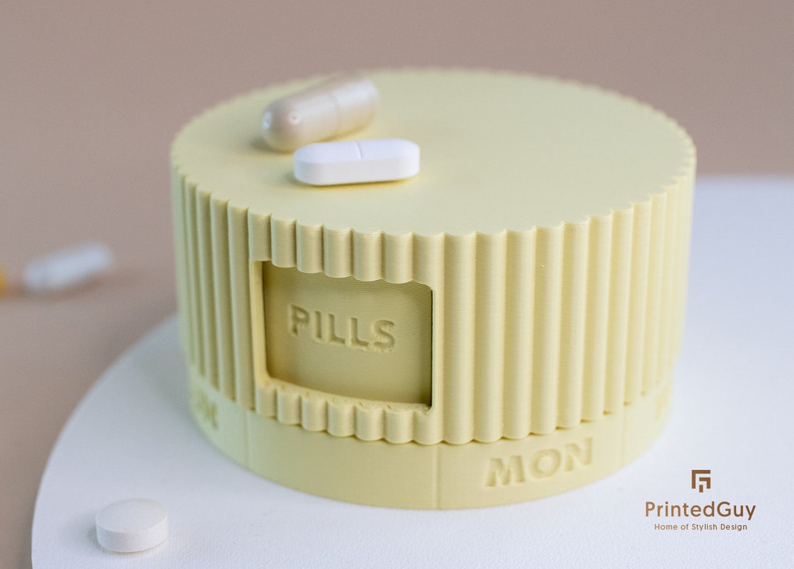 7 Day Large Pill Box, Pill Organize Pastel Yellow, Pill Dispenser for ...