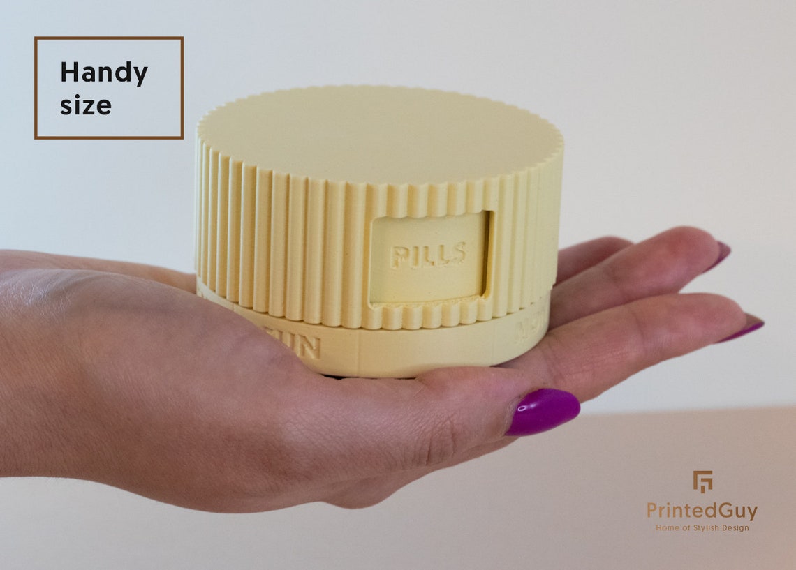 7 Day Large Pill Box, Pill Organize Pastel Yellow, Pill Dispenser for ...