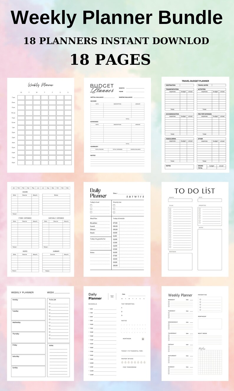 Weekly Planner Bundle - Etsy