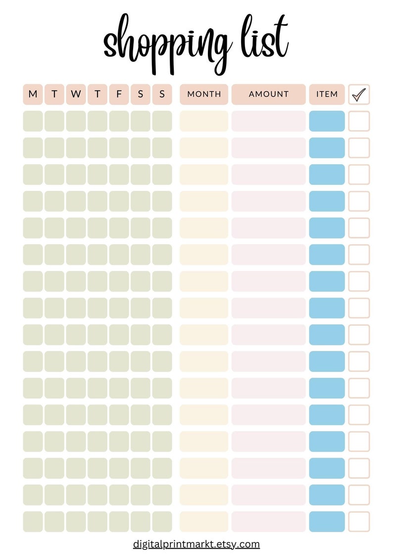 Minimalist Shopping List Printable - Etsy