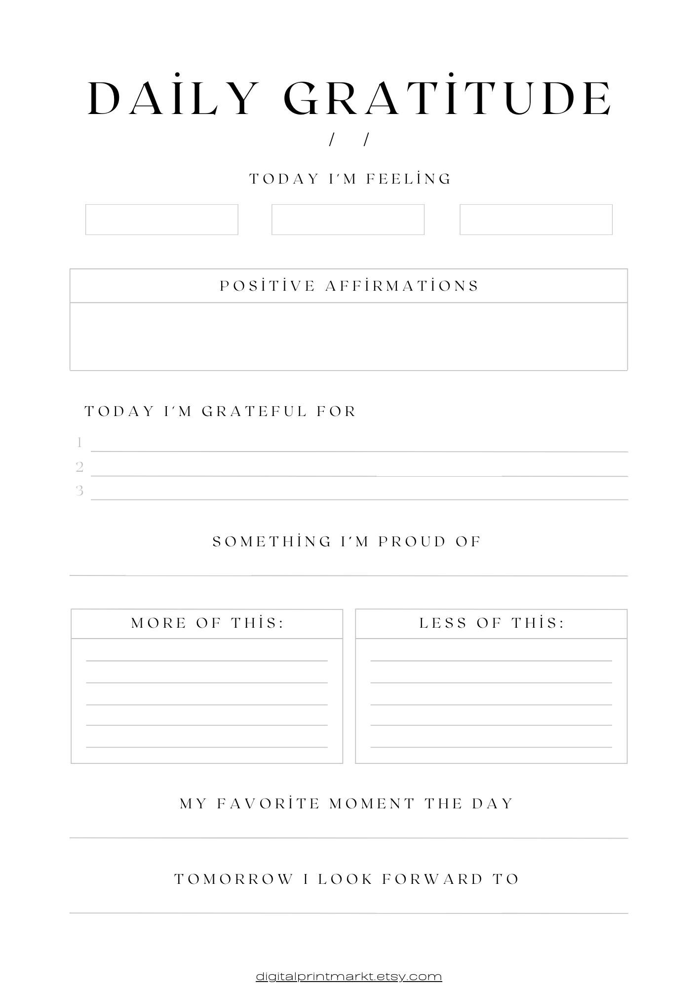 28 Days of Gratitude Printable Template - Etsy