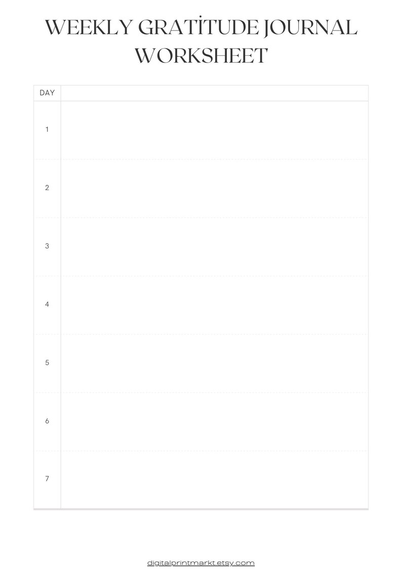 28 Days of Gratitude Printable Template - Etsy